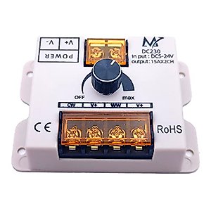 Cleiscry LED Dimmer DC 12V 24V 30A 360W Adjustable Brightness Lamp Bulb Strip Driver Dual Color Light Controller (DC230 (15AX2) dimmer)