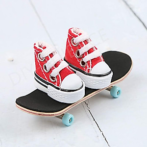 DIY-SCIENCE Mini Fingerboard Shoes, Mini Skateboard Finger Shoes for Finger Breakdance, Fingerboard, Doll Shoes, Used As Making Shoe Keychains and Tiny Sneakers (Red)