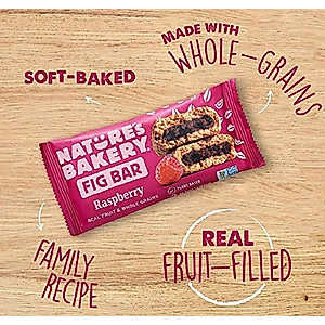Nature’s Bakery Whole Wheat Fig Bars, Raspberry, Real Fruit, Vegan, Non-GMO, Snack bar, 1 box with 12 twin packs (12 twin packs)