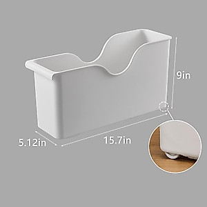 Typutomi Kitchen Cabinet Organizers and Storage, Plastic Pan Pot Holder Pot Cover Rack with Wheels Pantry Organizer Bathroom Storage Basket(White, M)