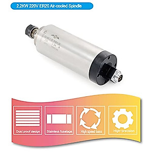 RATTMMOTOR CNC Spindle Motor 2.2KW Air Cooled Spindle Motor 220V 80mm Spindle Motor ER20 Collet 3HP 24000RPM High Speed Spindle Motor 8A 400Hz for CNC Router Engraver Milling Machine