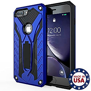 Kitoo Made in USA Defender Designed for iPhone 6 Plus/iPhone 6S Plus Eco-Friendly Case with Kickstand, Military Grade Shockproof 12ft. Drop Tested - Blue