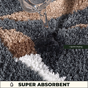 Loismood Bath Mat, Plants, Rectangular, 24'x16', Brown Bamboo, High Pile, TPR Back, Absorbent, Non Slip, Washable, Bathroom, Bedroom, Hallway