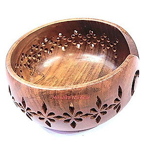 Humaira Nauticals Vintage Rosewood Handmade Wooden Yarn Bowl | Knitting Bowls | Crochet 6"x 3"