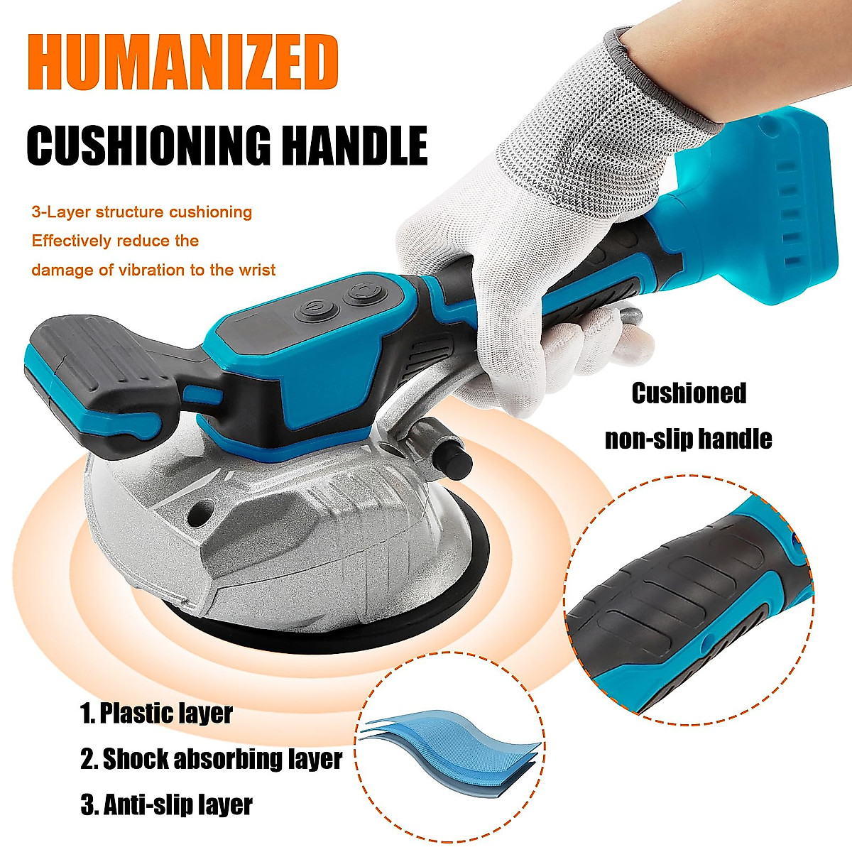 LASIEYO Tile Vibration Tools, for Makita 18V Max Battery, Tiler Vibrator Tool, with 8 Speeds Adjustable, Suction Cup, Digital Display, for Floor, Tile(Battery NOT Included)