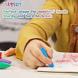 MASSRT 24 Colors Space Crayons for Toddlers Age 1-3, Non-toxic Mess Free Unbreakable Crayon Gifts, Easy to Hold Washable Crayons, Safe Coloring Gifts for Babies and Children