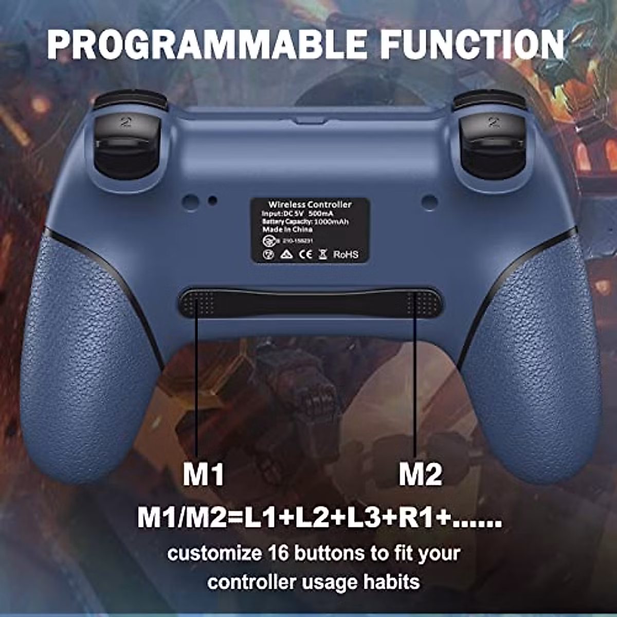 PS-4 Controller Dual-shock 4 Wireless Compatible for PS-4/Pro/Slim/Wireless Play-Station 4 Controller with paddles PS-4 Remote Controller for PC 6-Axis Motion Sensor Turbo，1000mAh