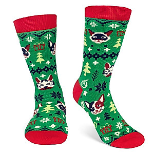 Lavley Funny Holiday Socks For Adults and Teens (Gifts For Christmas, Thanksgiving, Valentine's Day, Halloween) (US, Alpha, One Size, Regular, Regular, Xmas Cat)