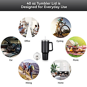40 OZ Tumbler Replacement Lids, 2 In 1 Tumbler Lid, Spill Proof Splash Resistant Tumbler Covers for 40 OZ Travel Tumbler Accessories, 2 Pack