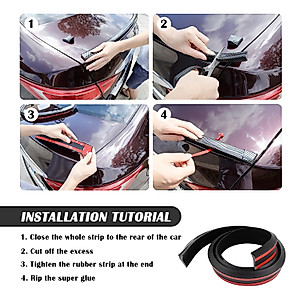 4.9Ft Car Rear Spoiler - 3D Glossy Roof Spoiler Trunk Spoiler Lip Car Exterior Accessories - Punch-Free Installation - Universal Side Skirt Tail Fin Spoilers for Cars Trucks SUVs (Black)