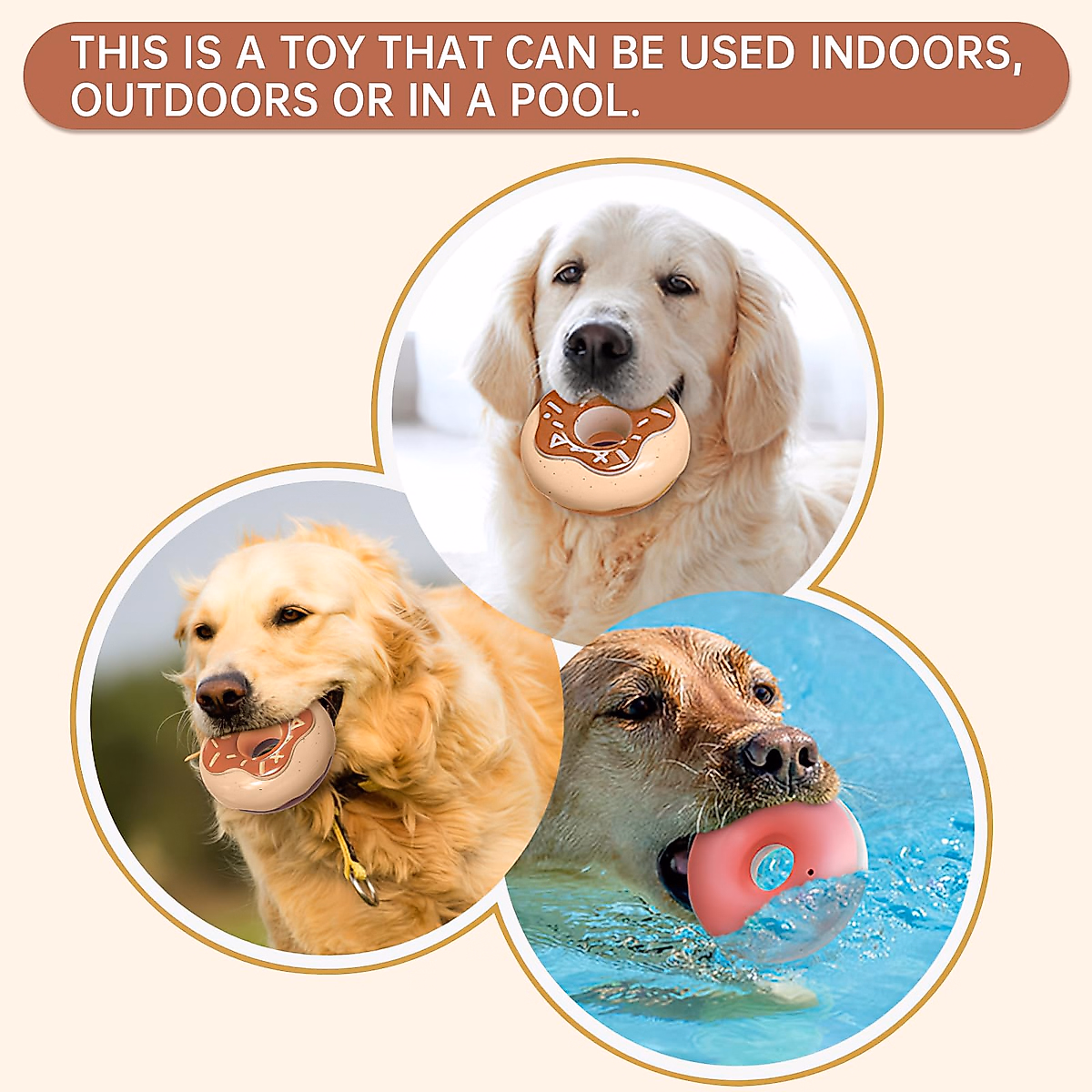 HOWWFALY Donut Dog Toy, TPR Durable Chewy and Fun Soundmaking Dog Toy,Dog Chew Toys for Aggressive Chewers Teeth Grinding Dog Birthday Gifts Interactive Toys for Small/Medium/Large Dog Breeds(Black)