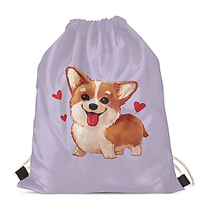 Upetstory Corgi Dog Drawstring Bag String Backpack Cinch Sackpack Shopping Bags for Teen Girls Boys Gym Sports Yoga Daily School Workout