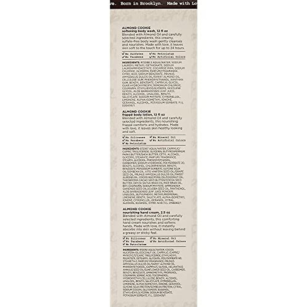 Carol’s Daughter Almond Cookie Body Gift Set For Dry Skin, Blended with Almond Oil, Contains Sulfate Free Body Wash, Hand Cream, and Body Lotion, Paraben Free