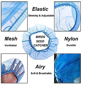 Bonaweite Mesh Bird Seed Catcher, Birds Cage Net Cover, Soft Nylon Skirt with Adjustable Drawstring