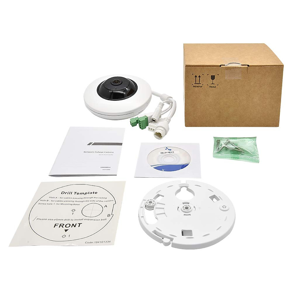 5MP FishEye Panoramic PoE IP Security Camera Indoor, OEM DS-2CD2955FWD-IS with 1.05mm Fixed Lens, 180° Wide Angle View, Audio & Alarm I/O, Support Micro SD Card, 26ft Night Vision, Smart IVS (DT955)