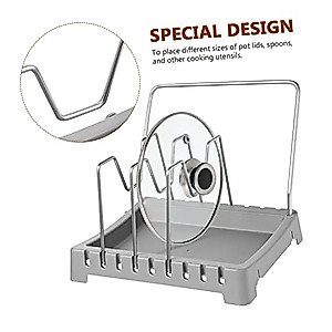 Hoement 2pcs Desktop Storage Rack Desktop Stand Metal Stand Wall Mounted Dish Drying Rack Cutting Board Rack Pan Lid Holder Pot Lid Stand Pan Cover Rest Home Supply Cooking Ladle Holder