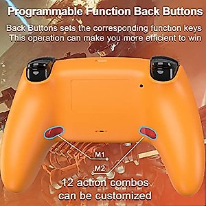 TOPAD Remote for PS4 Controller,Gamepad Joystick Controller for Playstation 4 Controller with Dual Vibration/Turbo/Back Paddles, Scuf Ymir Pa4 Wireless Mando for PS4 Console/Slim/PC/Steam/Pro,Orange