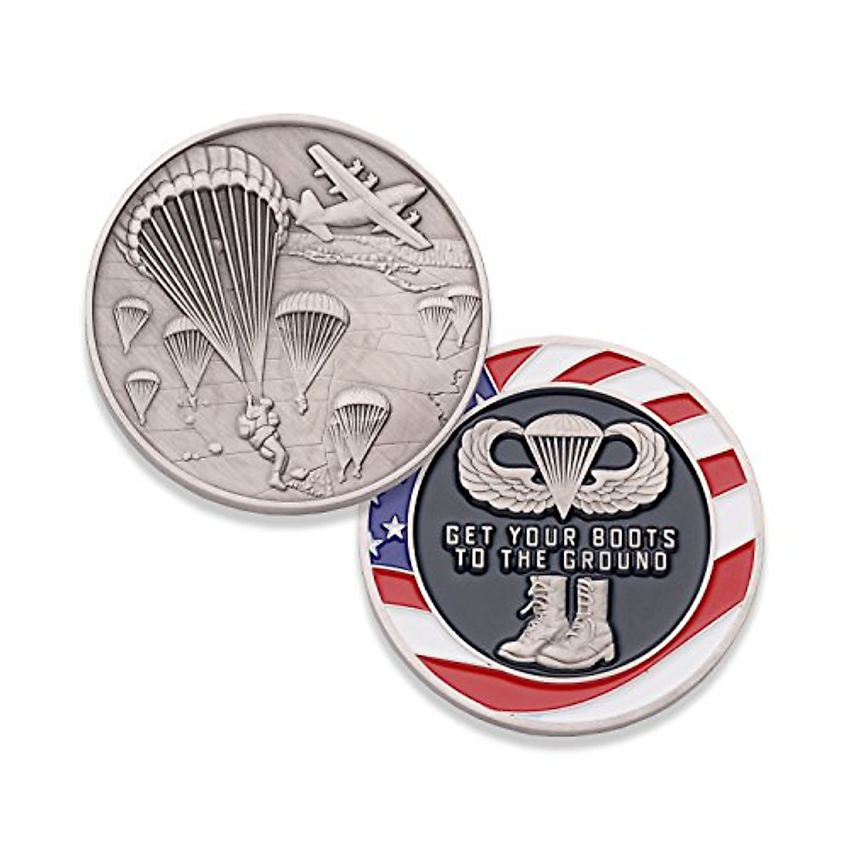 Paratrooper Challenge Coin - Amazing 3D Detail - Military Challenge Coin - Boots On The Ground - Designed by US Military Veterans