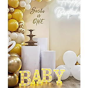 ZUOKEMY 4 LED Baby Marquee Logo Light, Large Baby Monogram Decorative Light, Warm White Glowing Letters Perfect for Baby Shower Party, Birthday Party, Home Bedroom Nursery Table Wall Decor (Baby)