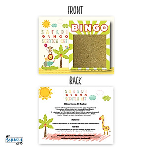 My Scratch Offs - 26 Pack Safari Baby Shower Bingo Scratch Off Game & Lottery Ticket Cards Fun and Easy Perfect for Games, Birthday Party for Family and Friends