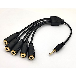 Traovien 3.5mm Splitter Cable, 3.5mm 1/8 inch 4-Pole TRRS Male to Female 1 to 5 Way Audio Stereo Splitter Extension Cable for Headset Audio Splitter (1Pcs)(3.5mm 4pole 1M/5FM)