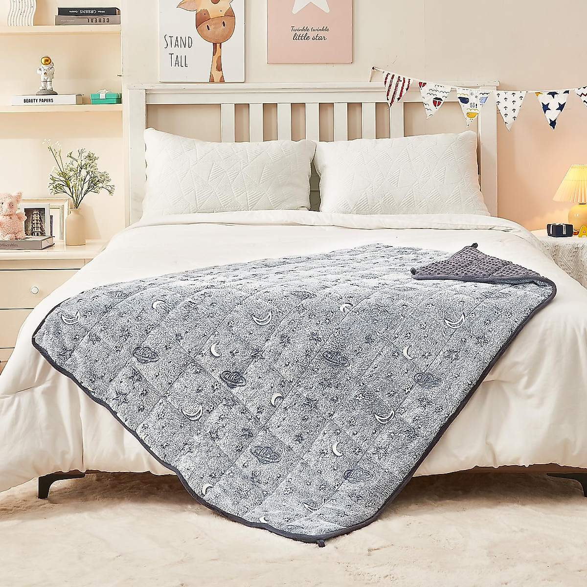 yescool Weighted Blanket 5 Pounds Weighted Lap Blanket, Glow in The Dark Star Heavy Blanket for Sleeping, Washable Warm Minky Weighted Throw Blanket for 40-60lbs, 36"x48"