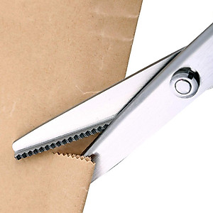 BlueSnail Stainless Steel Pinking Shears Comfort Grip Handled Professional Fabric Crafts Dressmaking Zig Zag Cut Scissors Sewing Scissors (Serrated, Orange)