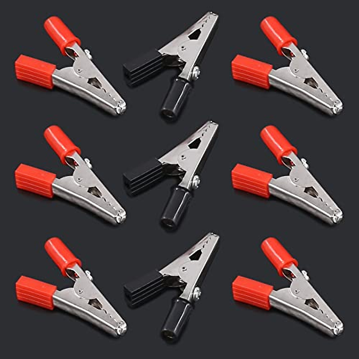 Glarks 60Pcs 53MM Insulated Alligator Clip Clamp Assortment Kit, Red Black Electrical Test Clamps with Plastic Hands for Electrical Testing