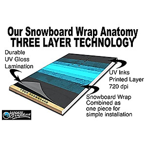 Snowboard Wrap 169 - Orange Mountains, Sunset, Trees Snowboard Graphic Decal - Includes Application Squeegee - 14 inch x 65 inch fits most snowboards