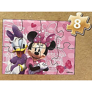 Disney Minnie Mouse 5 Wood Jigsaw Puzzles in Wood Storage Box