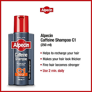 Alpecin C1 Caffeine Shampoo, 8.45 fl oz, Caffeine Shampoo Cleanses the Scalp to Promote Natural Hair Growth, Leaves Hair Feeling Thicker and Stronger
