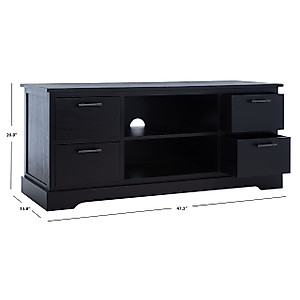 SAFAVIEH Home Collection Filbert Black 4-Drawer Entertainment Stand up to 55" Flatscreen TV (Fully Assembled) Media Unit