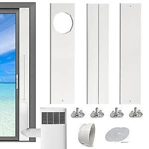 Fioral Sliding Door AC Vent Kit,Sliding Window Air Conditioner Vent Kit,For 5.1'' and 5.9'' Diameter Portable AC Exhaust Hose, Universal PVC Balcony Seal Kit Plates, Adjustable Max Length to 93 Inch