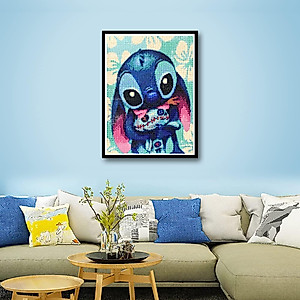 Diamond Painting Kits for Adults, DIY 5D Square Full Drill Art Perfect for Relaxation and Home Wall D¨¦cor (Stitch, 12x16inch)