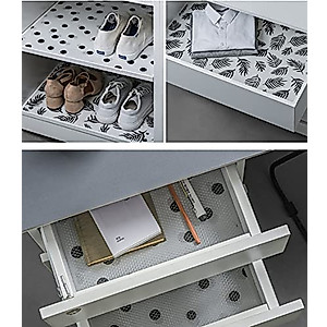 Waterproof Shelf Liner Cover Non Slip Non Adhesive Flower Printed Cabinets Liners for Kitchen Drawer Refrigerator 2 Rolls (12 * 94.5 inch) (Leaves)