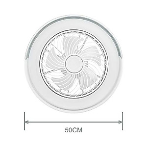 Low Profile Ceiling Fan with Lights Remote, 20" Enclosed Bladeless Ceiling Fan Flush Mount Ceiling Fan with 3 Colors LED Bladeless Ceiling Fan for Bedroom Living Room Kitchen Fan (Multi-3)