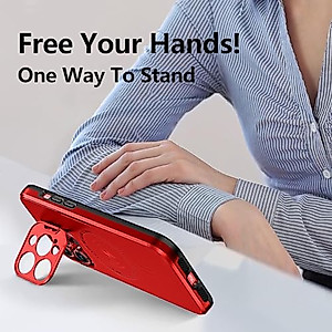 HAMBNAG Magnetic Case for iPhone 13 Pro Max Compatible with MagSafe,[2 Layer Military Grade Structure Protection][Built-in Camera Ring Stand] Cover for iPhone 13 Pro Max 6.7 Inch,Red