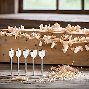 BlueNatHxRPR 5 PCS 1" to 1-1/2" Wood Spade Drill Bit Set Wood Paddle Flat Bits