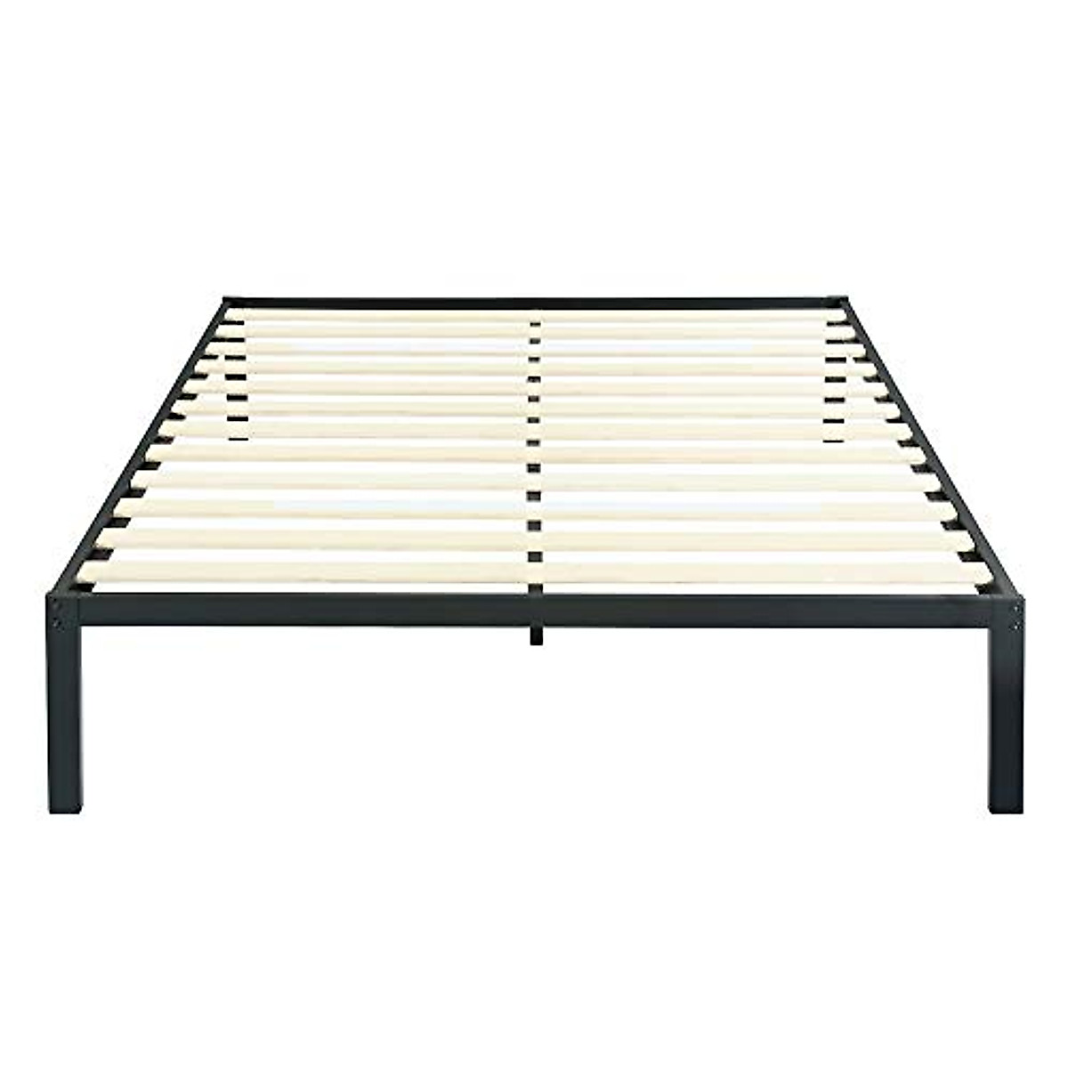 Olee Sleep 14 inch Modern Metal Platform Bed Frame / Mattress Foundation / Wood Slat Support / No Box Spring Needed, Full, Black
