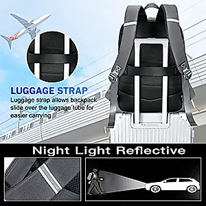 Voova Travel Laptop Backpack for Men Women, Slim Lightweight Backpack Bookbag with Laptop Compartment for Work Business and College, Waterproof Computer Bag Fits 14-15.6 Inch Notebook, Grey