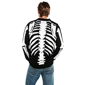 Tipsy Elves Skeleton Crew Sweater Black White Halloween Pullover for Men Size Medium