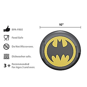 Zak Designs DC Comics Dinnerware 3 Piece Set Includes Plate, Bowl, and Water Bottle, Non-BPA, Made of Durable Material and Perfect for Fans (18/8 Stainless Steel, Batman)