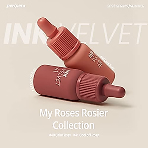 Peripera Ink the Velvet Lip Tint - High Pigment Color, Longwear, Weightless, Not Animal Tested, Gluten-Free, Paraben-Free (041 COOL OFF ROSY)
