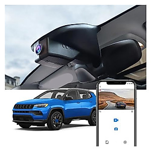 FITCAMX Car Camera WiFi Connection APP Control Dash Cam Compatible with Jeep Compass (2nd Gen) 2018 2019 2020 2021 2022 2023 (Color : HD2-6125, Size : 2K Dual Cam 64GB)