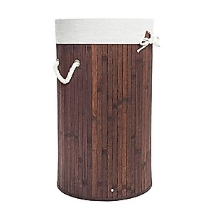 Ninitya Bucket folding dirty clothes basket with lid dark brown