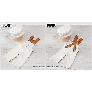 Zeroest Baby Photography Props Newborn Boy Photo Shoot Outfits Infant Gentleman Suit Lattice Outfit Set (J-Beige)