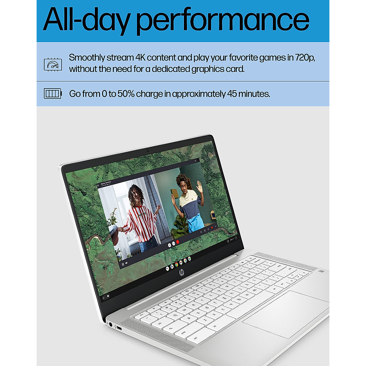 HP Chromebook 14" Laptop, Intel Celeron N4120 Processor, Intel UHD 600 Graphics, 4 GB RAM, 64 GB SSD, Chrome OS (14a-na0240nr, Ceramic White)