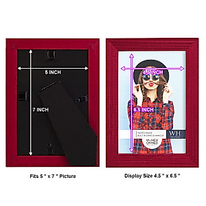 Renditions Gallery 5x7 inch Picture Frame Set of 2 High-end Modern Style, Made of Solid Wood and High Definition Glass Ready for Wall and Tabletop Photo Display, Red Frame