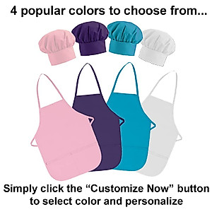 THE APRONPLACE Personalized Apron and Hat Set Girls Sweet Little Baker Child Apron with Cupcake Add a Name Embroidered