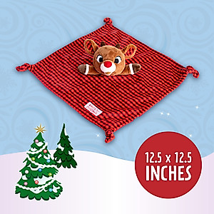 KIDS PREFERRED Rudolph The Red-Nosed Reindeer Rudolph Plush Stuffed Animal Snuggler Lovey Security Blanket, 12.5 Inches